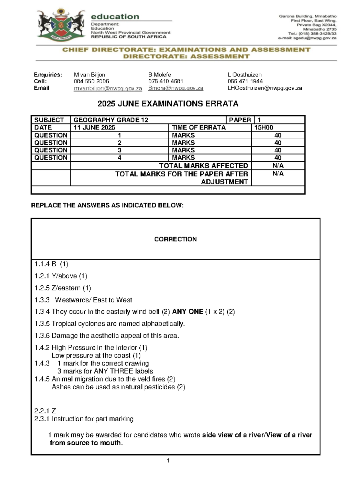 2025 Geography Grade 12 Exam Errata P1 - Studocu