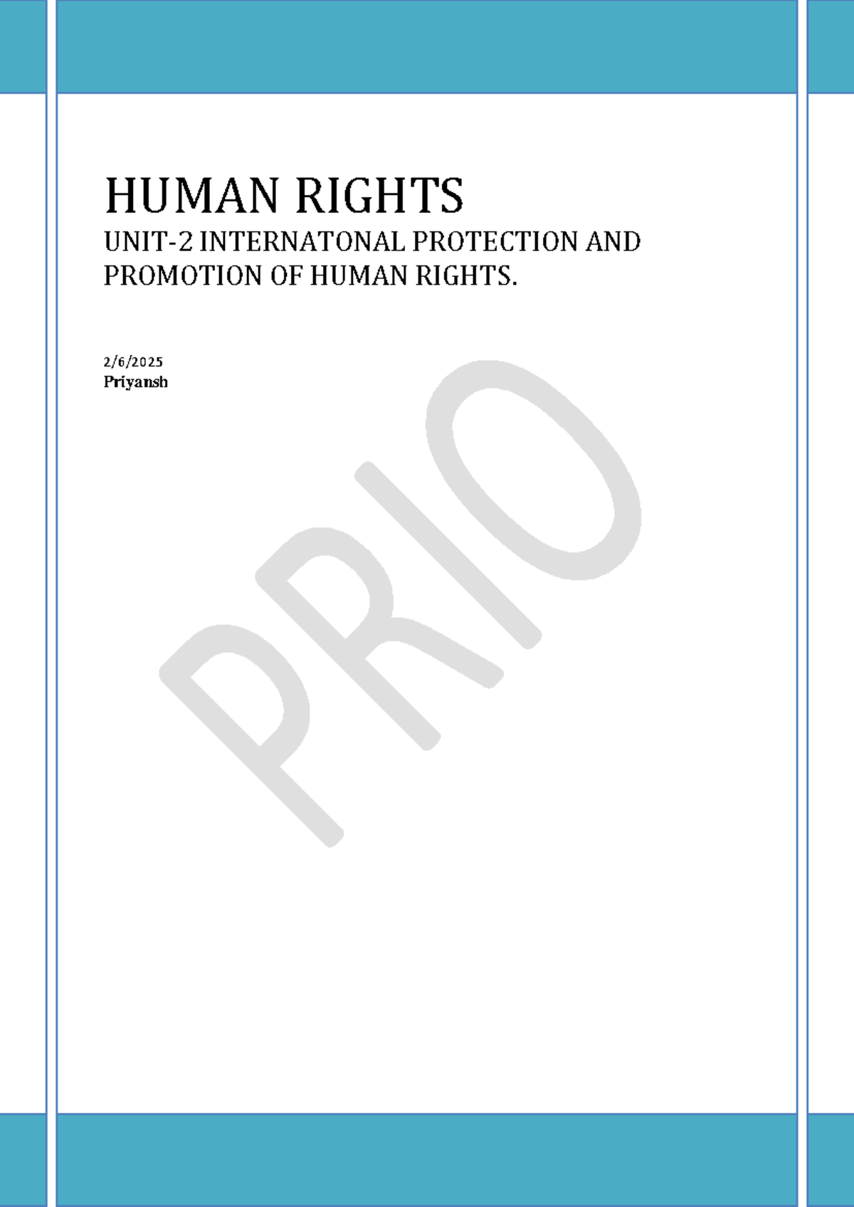 Human Rights UNIT-2: International Protection and Promotion Guide - Studocu