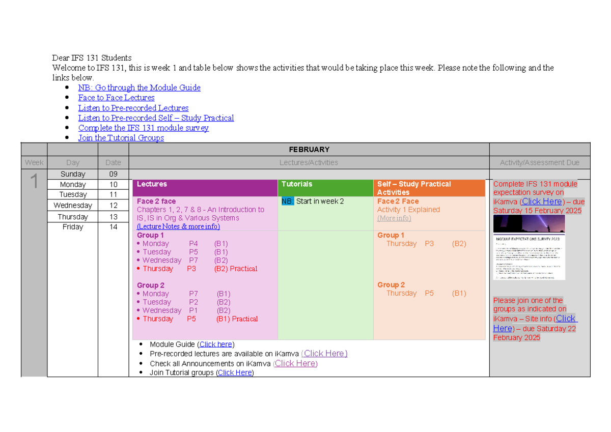 IFS 131 Week 1: Descriptive Notes and Upcoming Activities - Studocu