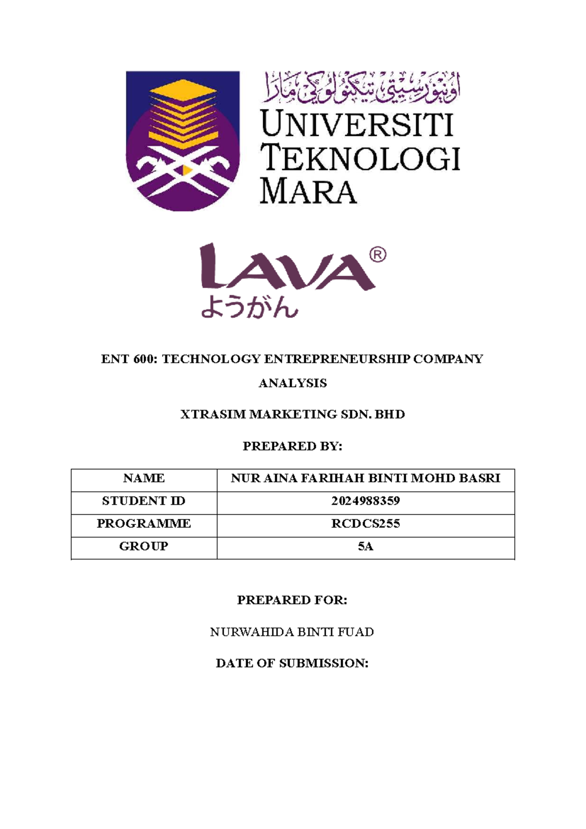 ENT 600: Case Study on Xtrasim Marketing Sdn. Bhd. Analysis - Studocu