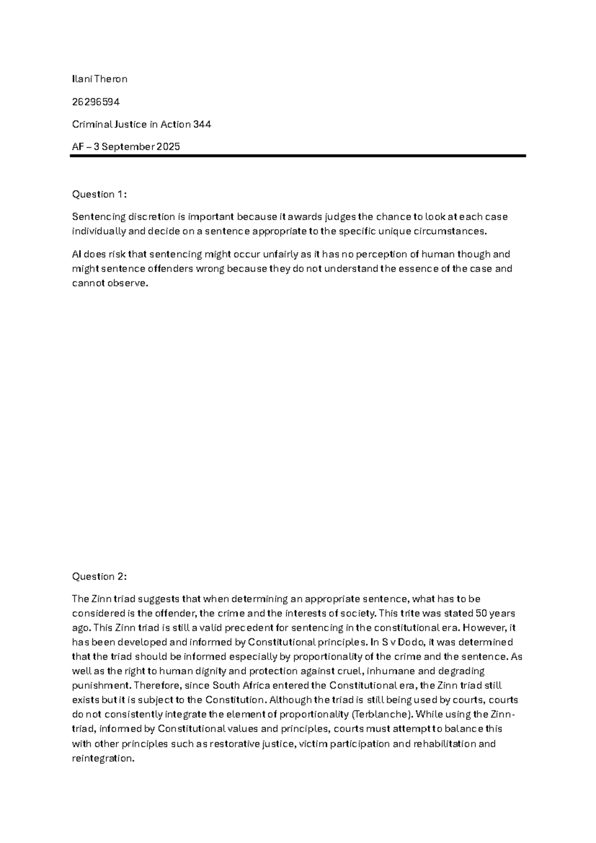 CJIA AF 344 Final Exam Notes: Sentencing Discretion & Guidelines - Studocu