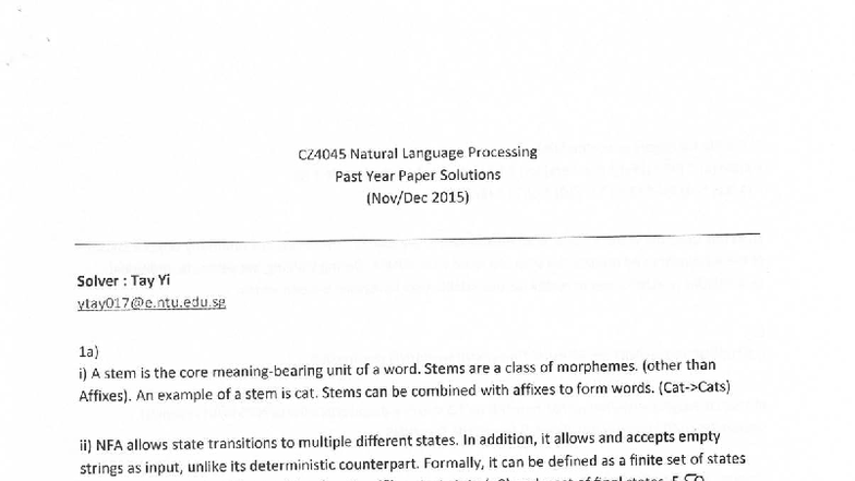 SC4002 AY1516 S1 Solutions Overview and Error Reporting - Studocu