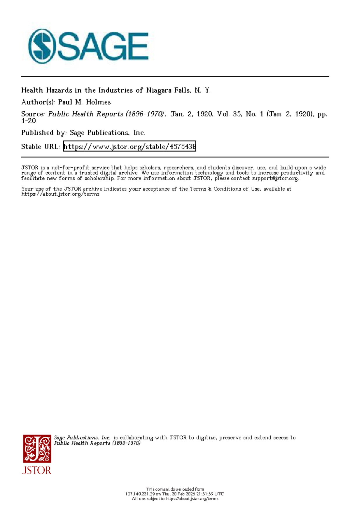 Health Hazards in the Industries of Niagara Falls, NY - 1920 Report ...