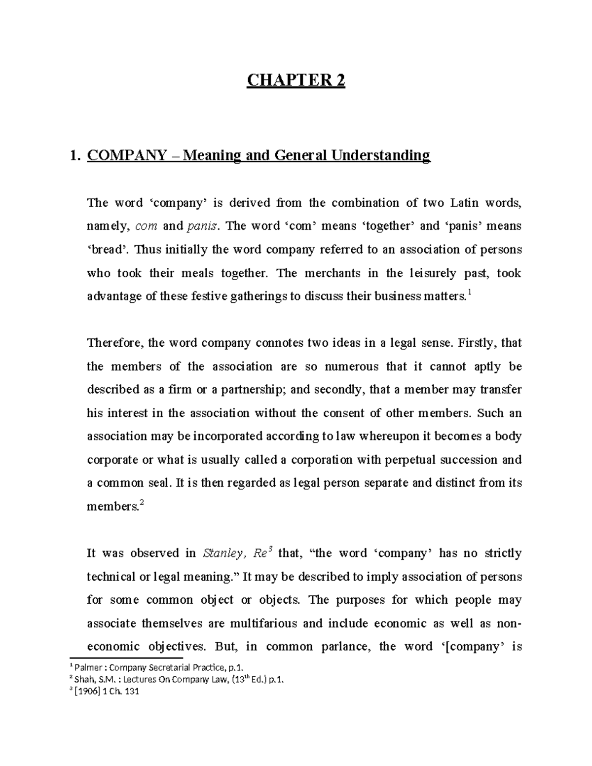 COMPANY LAW: MEANING & SCOPE (CHAPTER 2) - Studocu