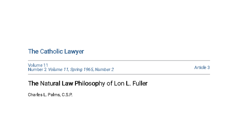 The Natural Law Philosophy of Lon L. Fuller: A Critical Analysis - Studocu