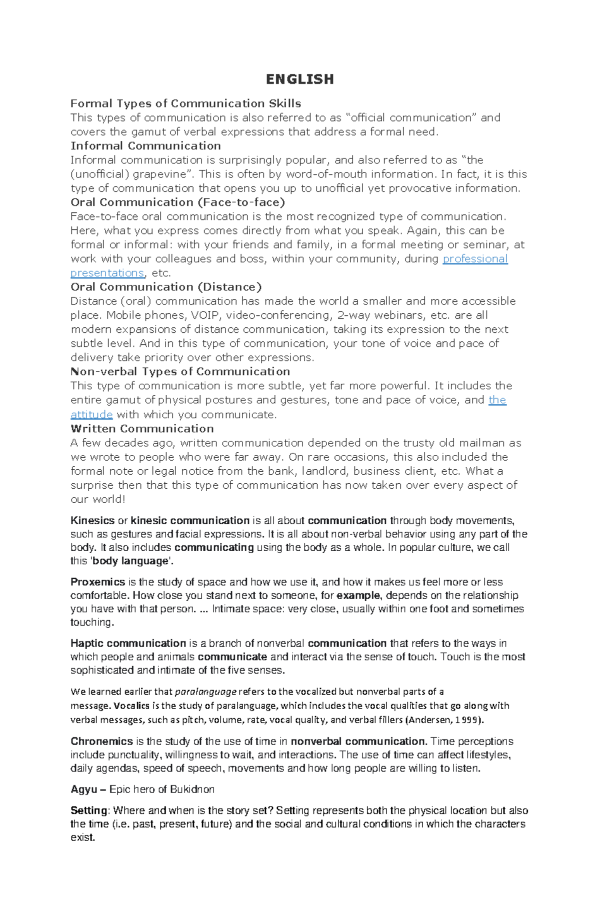 CMU- Reviewer: Formal Types of Communication Skills Overview - Studocu