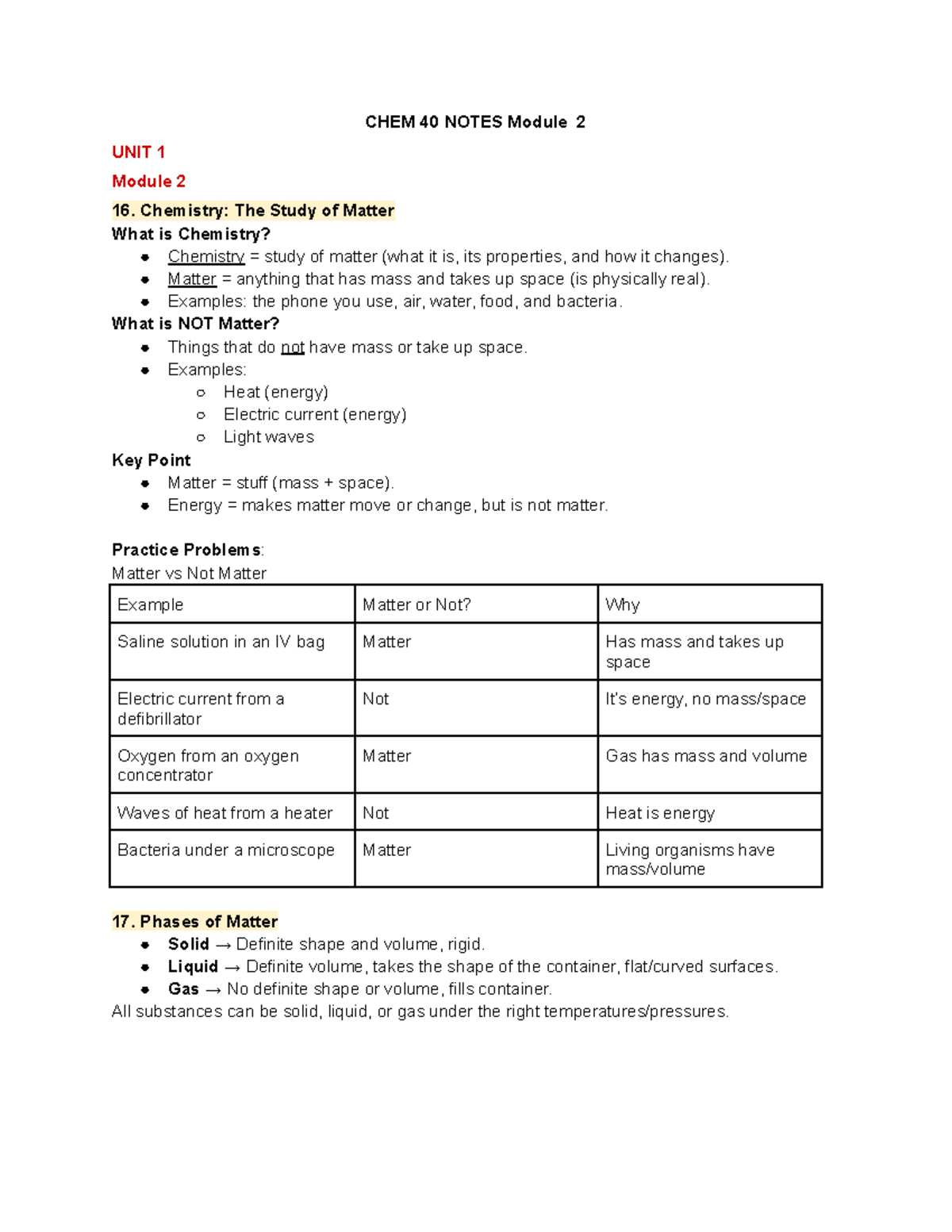 CHEM 40 NOTES - Module 6: Understanding Matter and Its Properties - Studocu