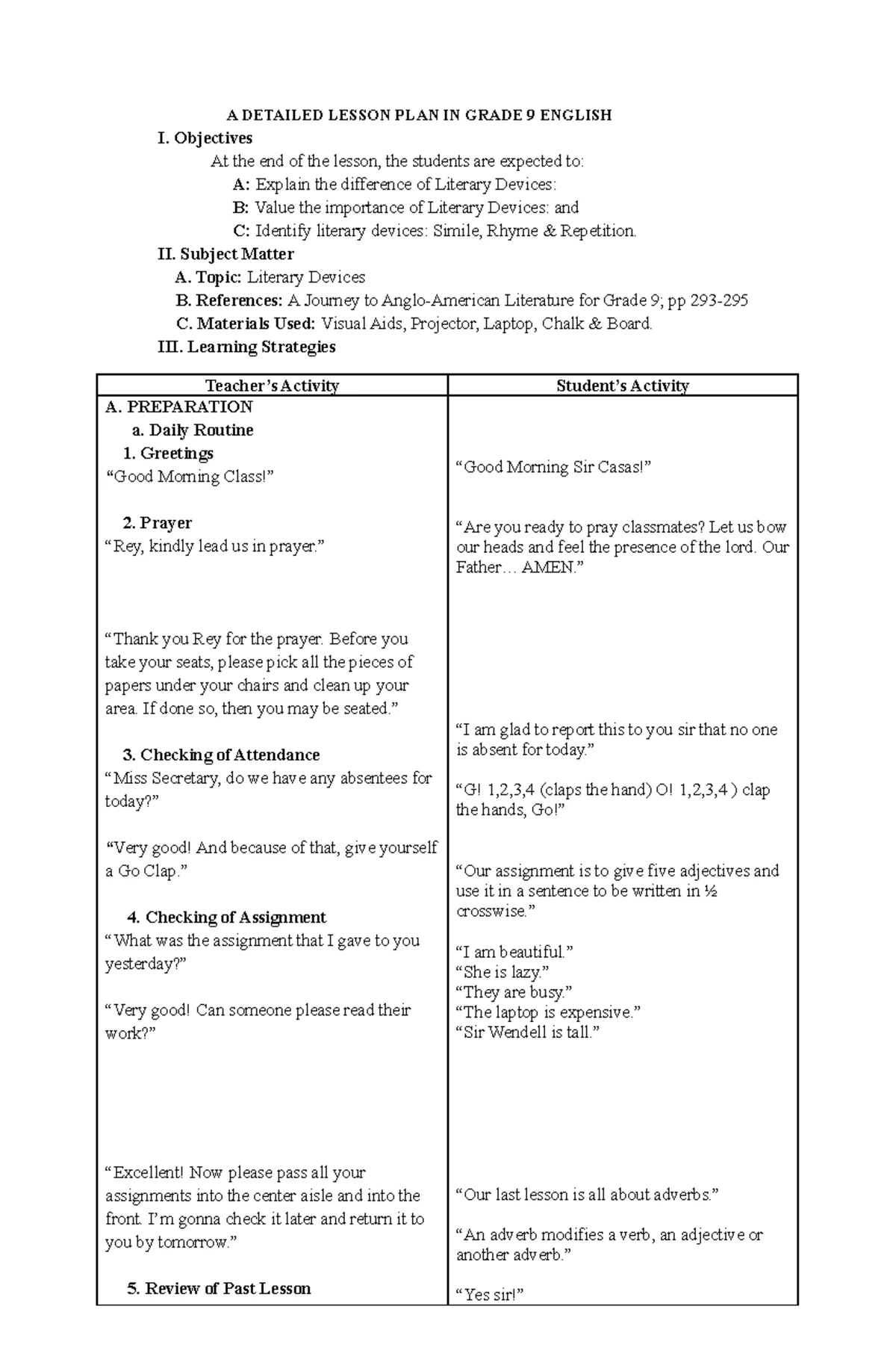 Detailed Lesson Plan- English 10 Textual Aids - GRADES 1 to 12 DAILY ...