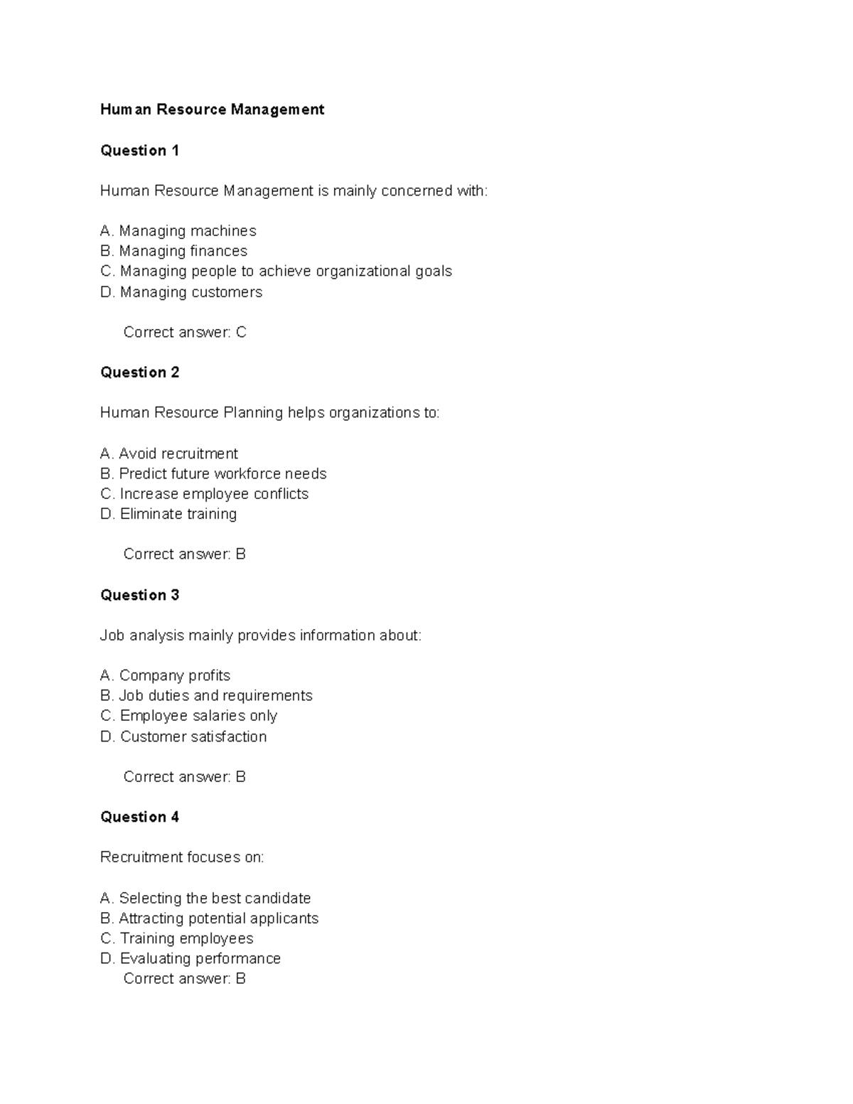 HRM 101 - Human Resources Management Q&A Guide - Studocu