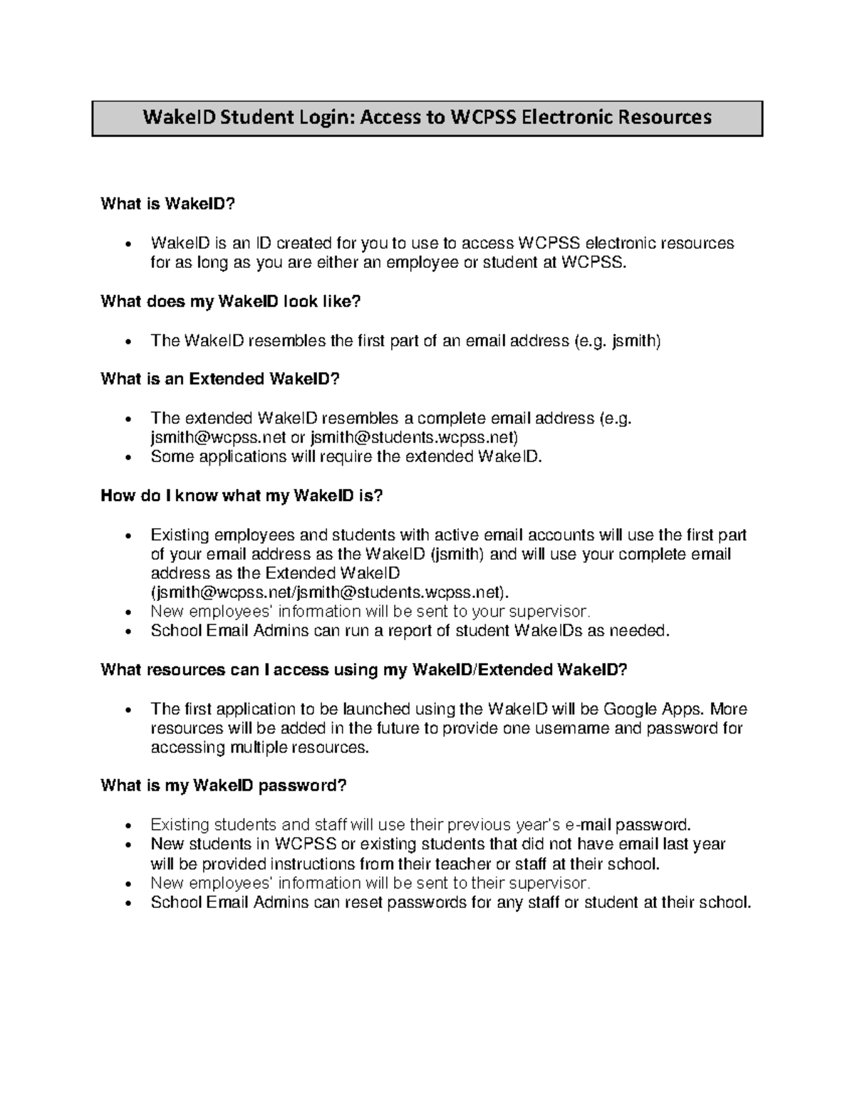 WCPSS WakeID Student Login Guide for Accessing Resources - Studocu