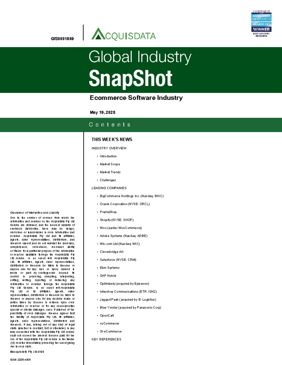 Ecommerce Software Industry Overview - Global Snapshot (May 2025) - Studocu