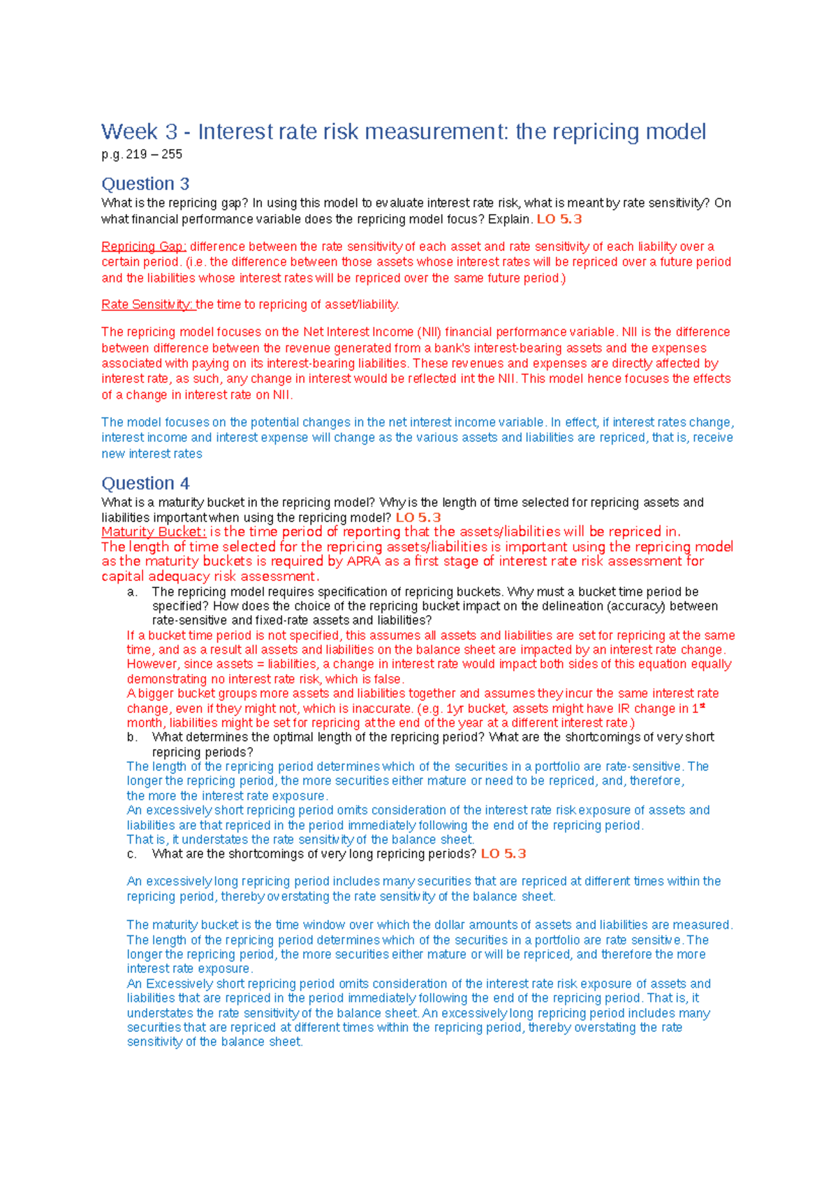 W3 - Interest Rate Risk Measurement: Understanding the Repricing Model ...