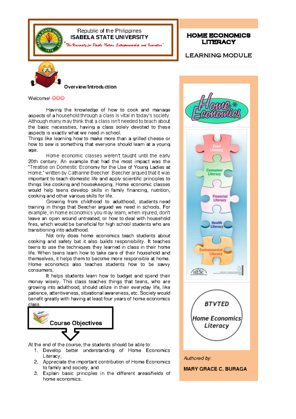 HE Literacy Module 1: Introduction to Home Economics Concepts - Studocu