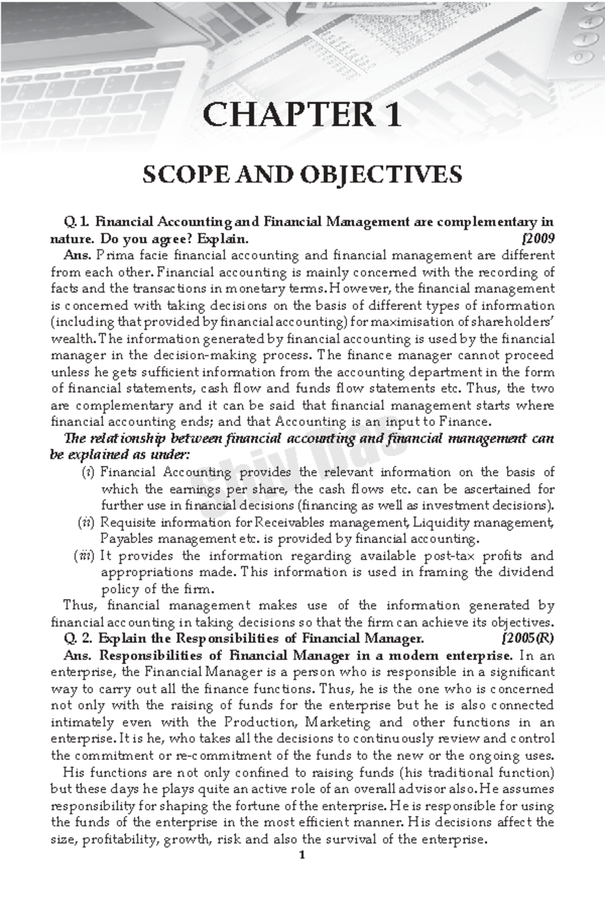 CHAPTER 1: SCOPE AND OBJECTIVES - Financial Management Insights - Studocu