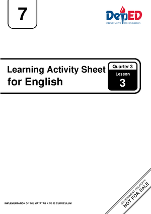 Q3 WS English 7 Lesson 1 Week 2 - Learning Activity Sheet for English 7 Quarter 3 Lesson 1 ...
