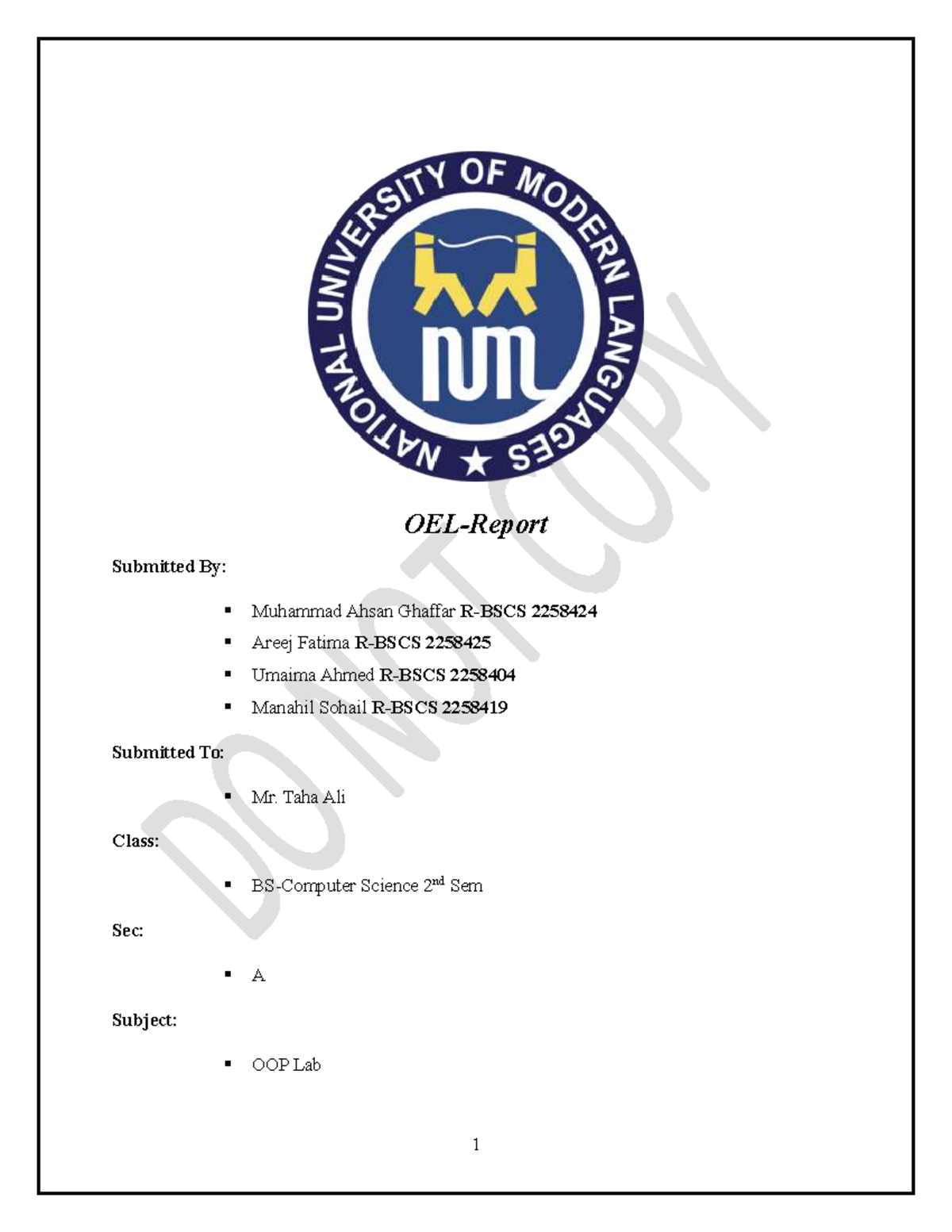 OOP Lab Report: Event Management System (OEL) 2nd Sem - Studocu