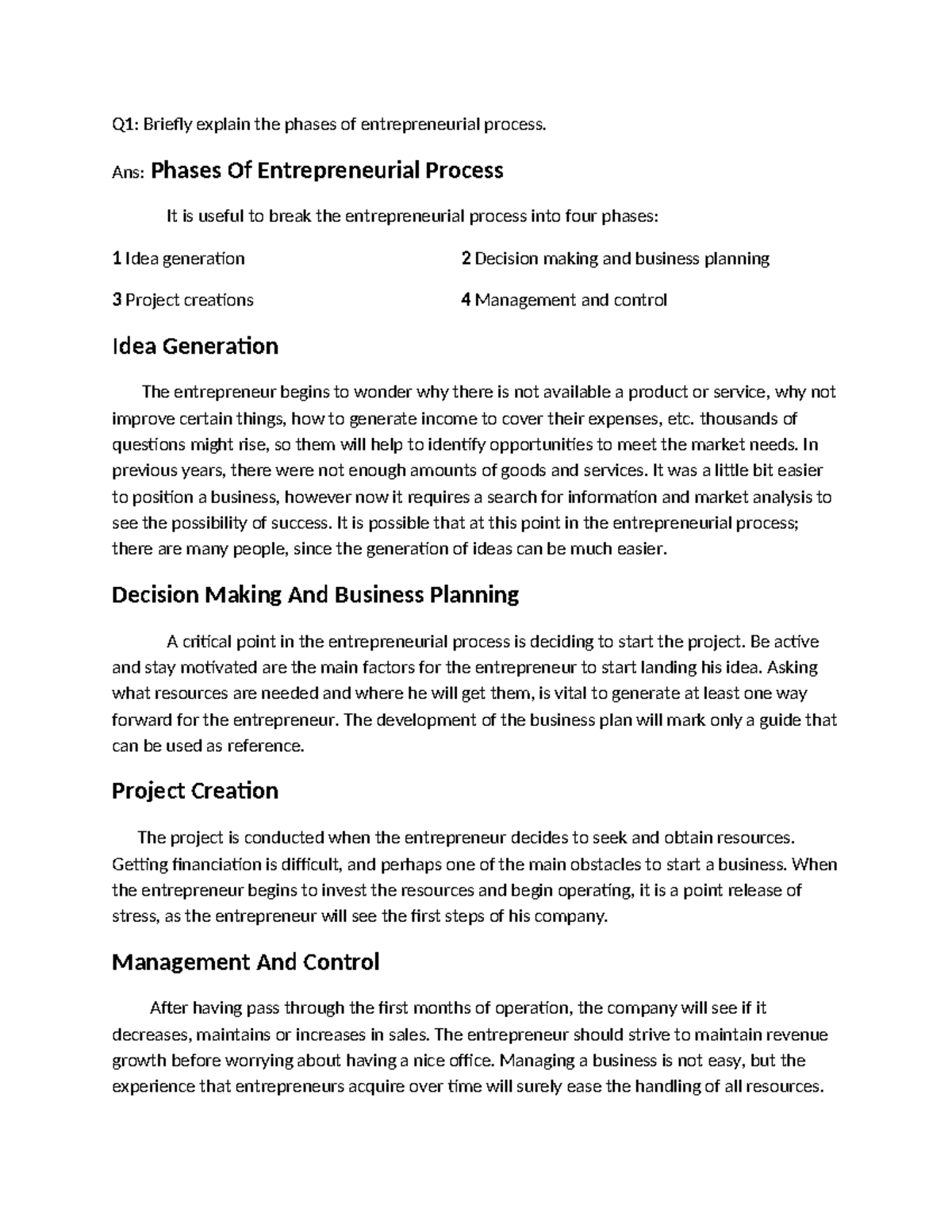 Entrepreneurship - Phases, Innovations, and Business Strategies Notes ...