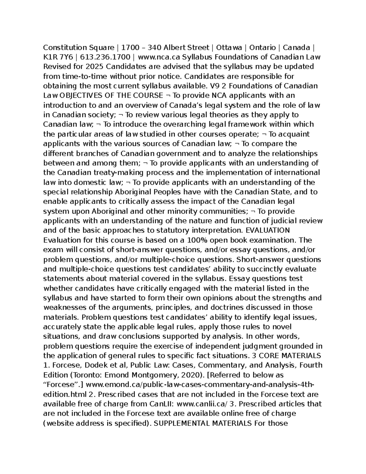 Syllabus-Foundations of Canadian Law - Constitution Square | 1700 – 340 ...