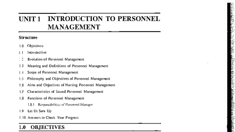 Unit 1: Introduction to Personnel Management in Nursing - Studocu