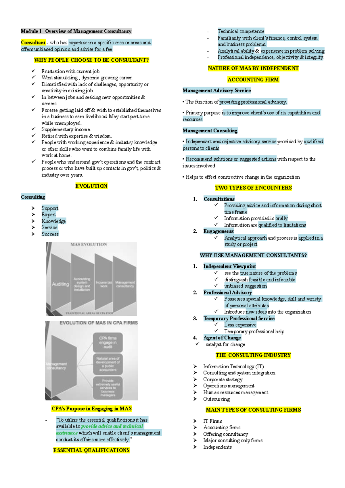 Module 3: Overview of Management Consultancy and Career Paths - Studocu
