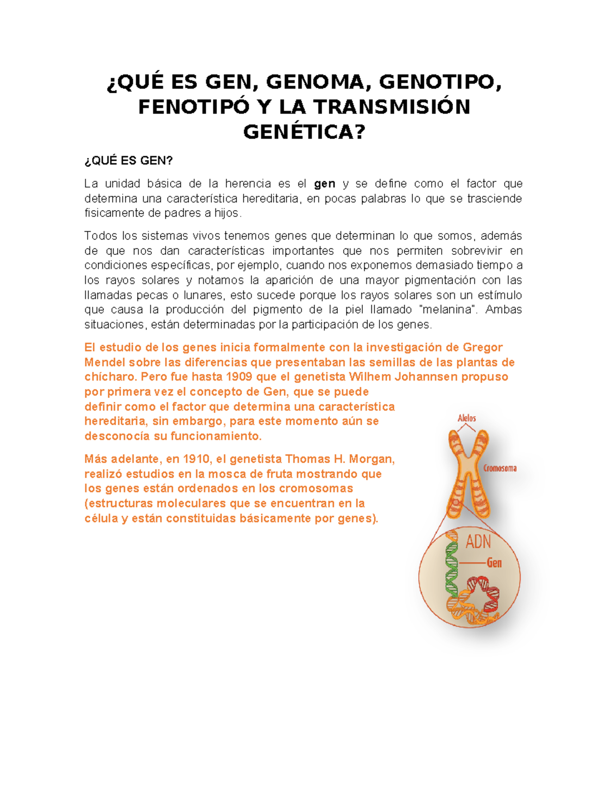 QUÉ ES GEN - describe lo que es gen, genoma y fenotipo - ¿QUÉ ES GEN ...