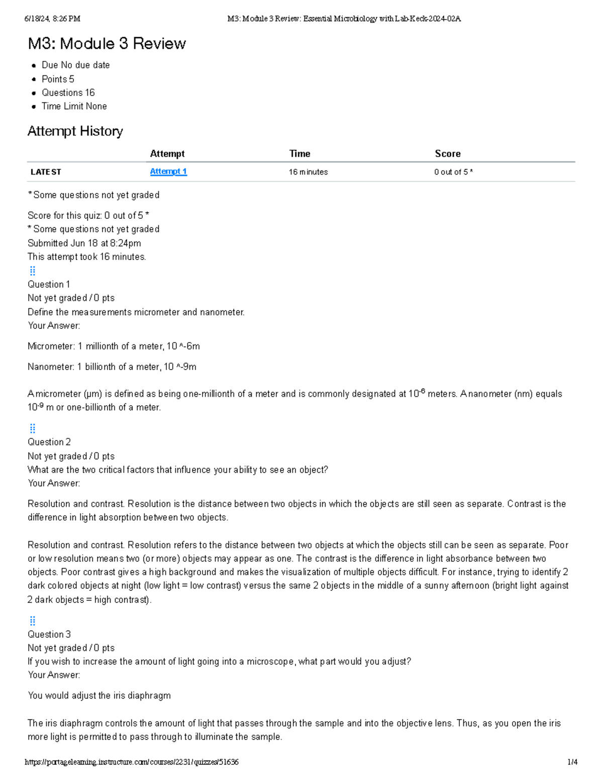 M3 Module 3 Review: Essential Microbiology Quiz Overview - Studocu