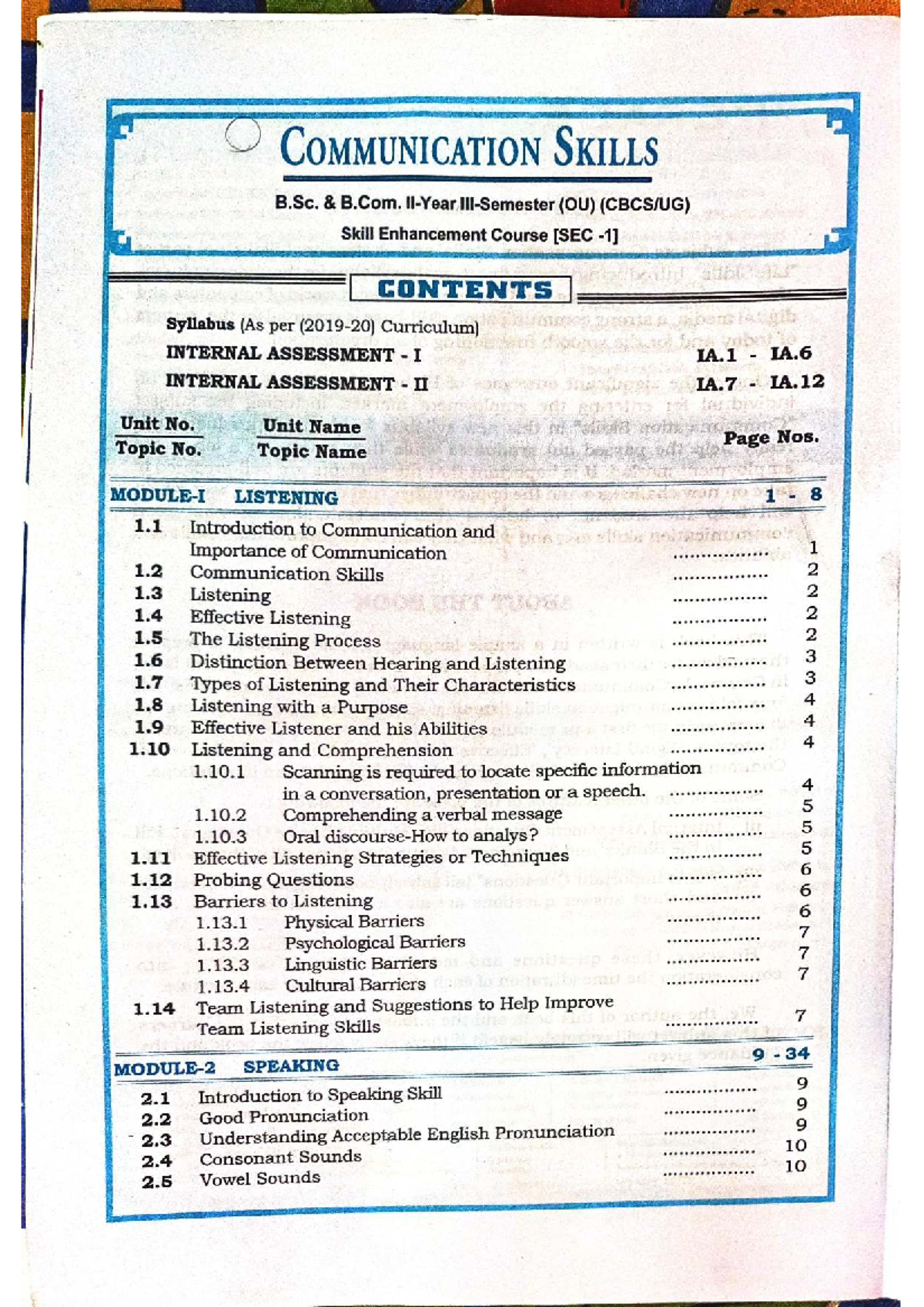 Communication skills notes for B.Sc. B.Com. (OU) skill enhancement ...