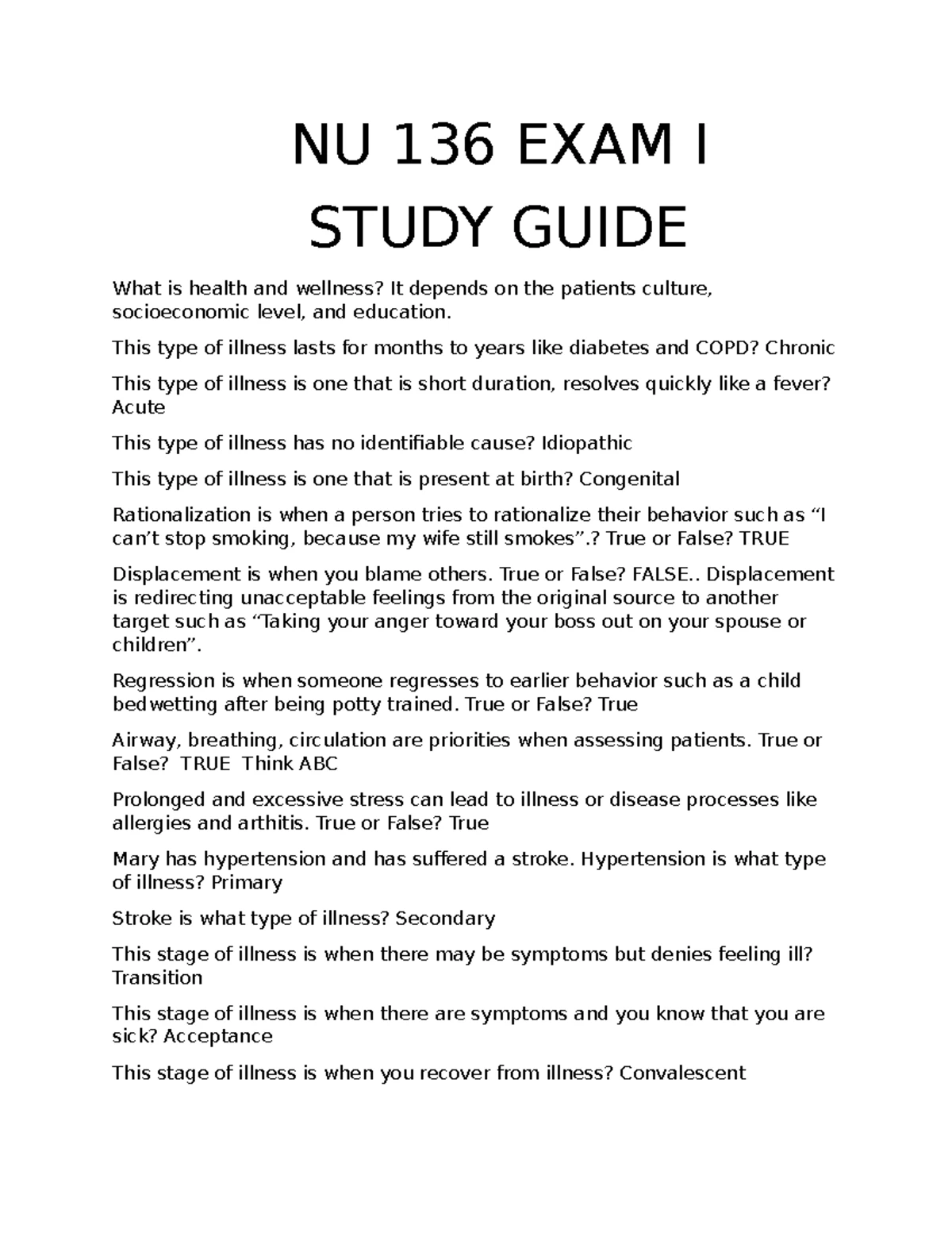 LVN Program Fundamentals of Nursing Exam Study Guide: Unit 7 & 8 Notes ...