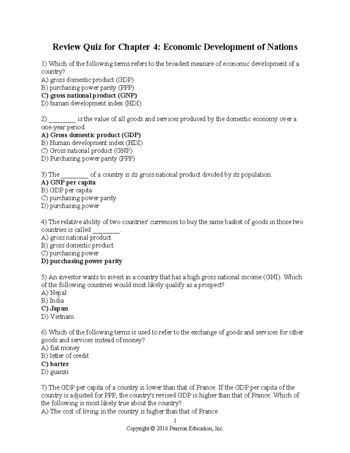 Review Quiz for Chapter 4: Economic Development Concepts - Studocu