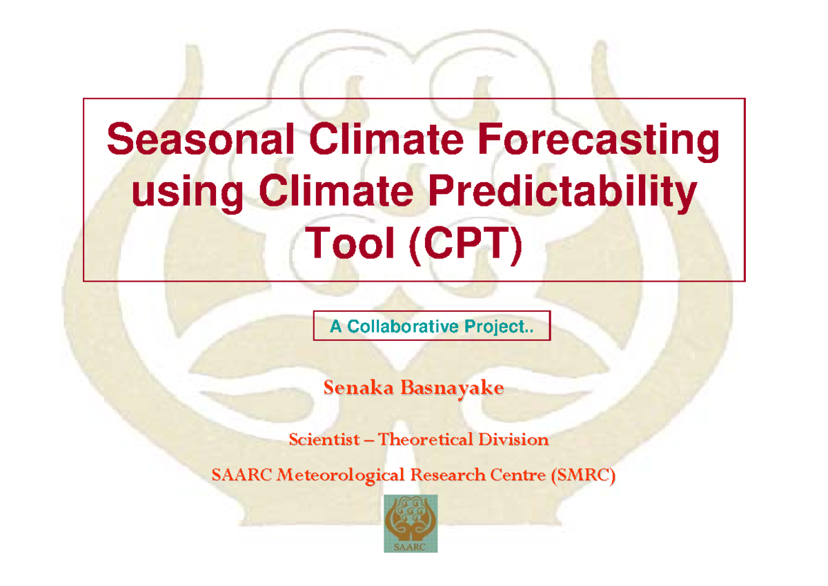 Basnayake CPT - Mô hình - Seasonal Climate Forecasting using Climate ...