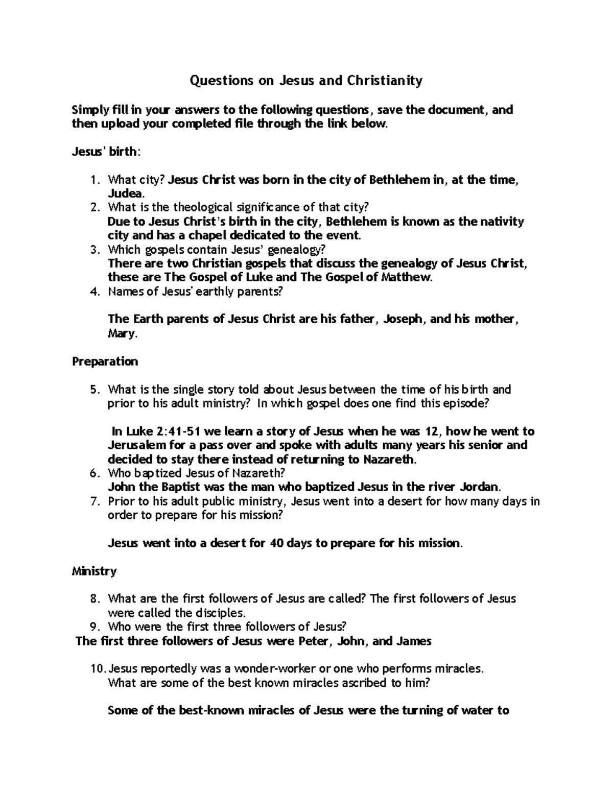 Questions on Jesus and Christianity: Study Guide for Final Exam - Studocu