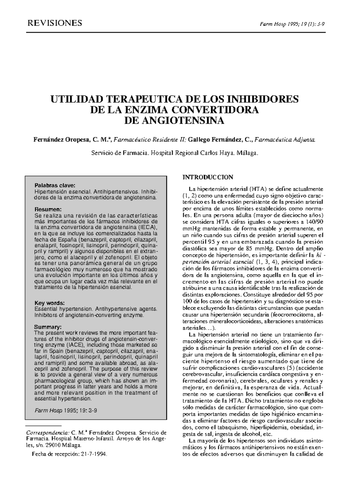 ECA: Enzima convertidora de angiotensina - INTRODUCCION La hipertensión ...