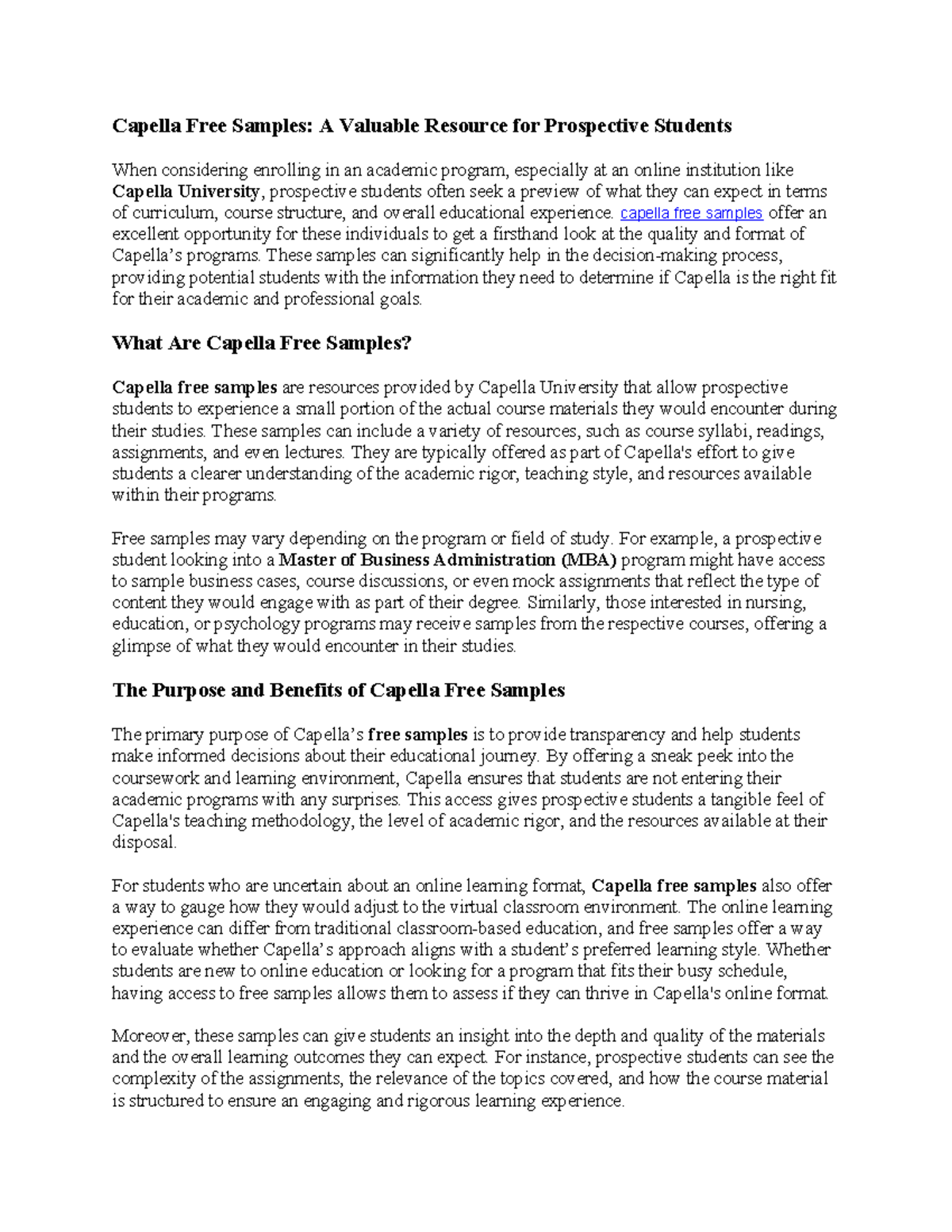 72 capella free samples - Capella Free Samples: A Valuable Resource for ...