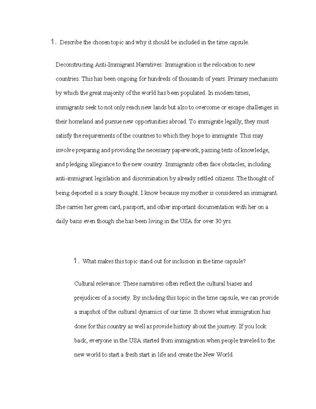 217 Assignment 2: Exploring Immigration Narratives and Their Impact - Studocu