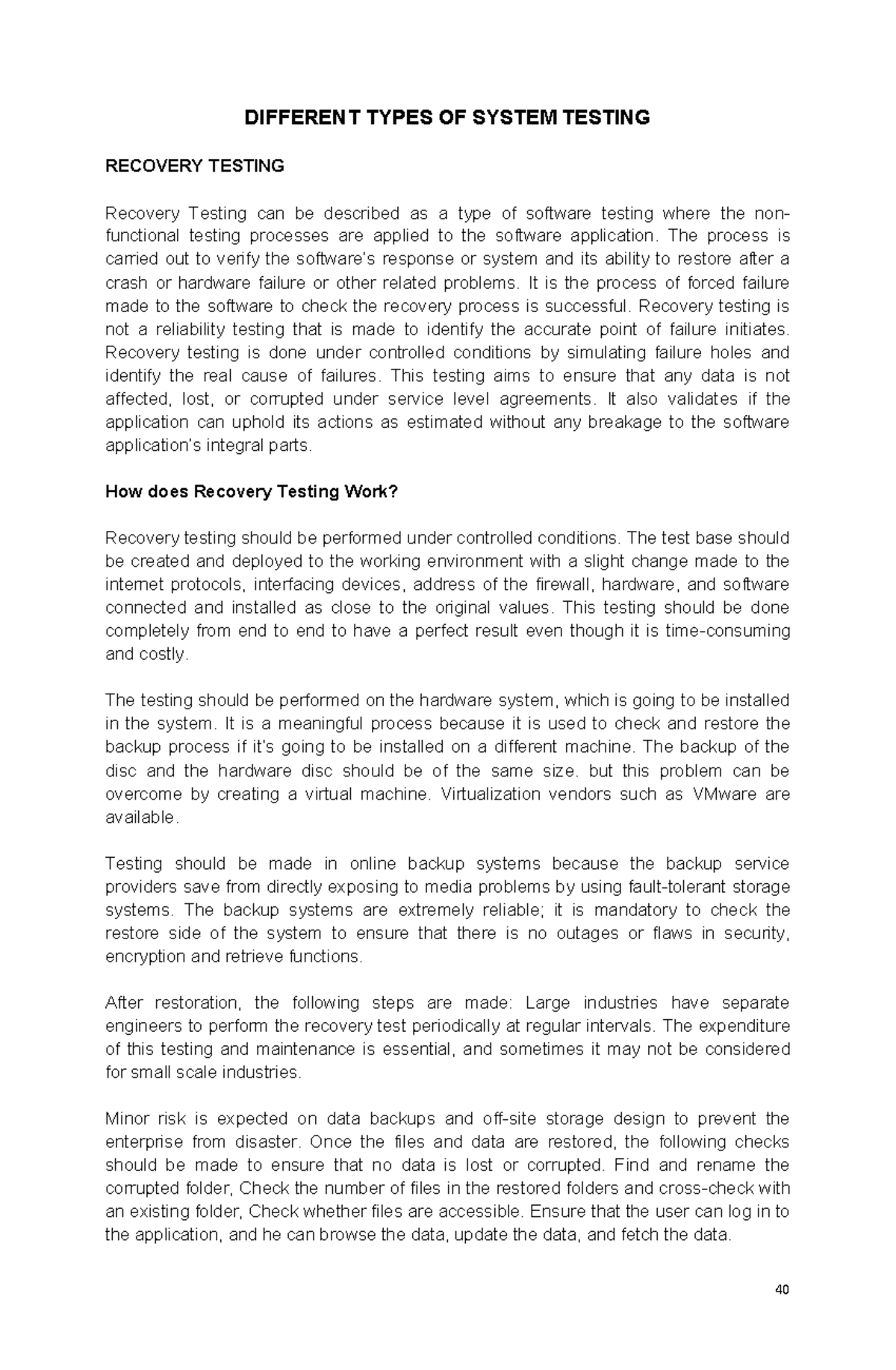 Different Types Of System Testing - Computer Engineering - PangSU - Studocu