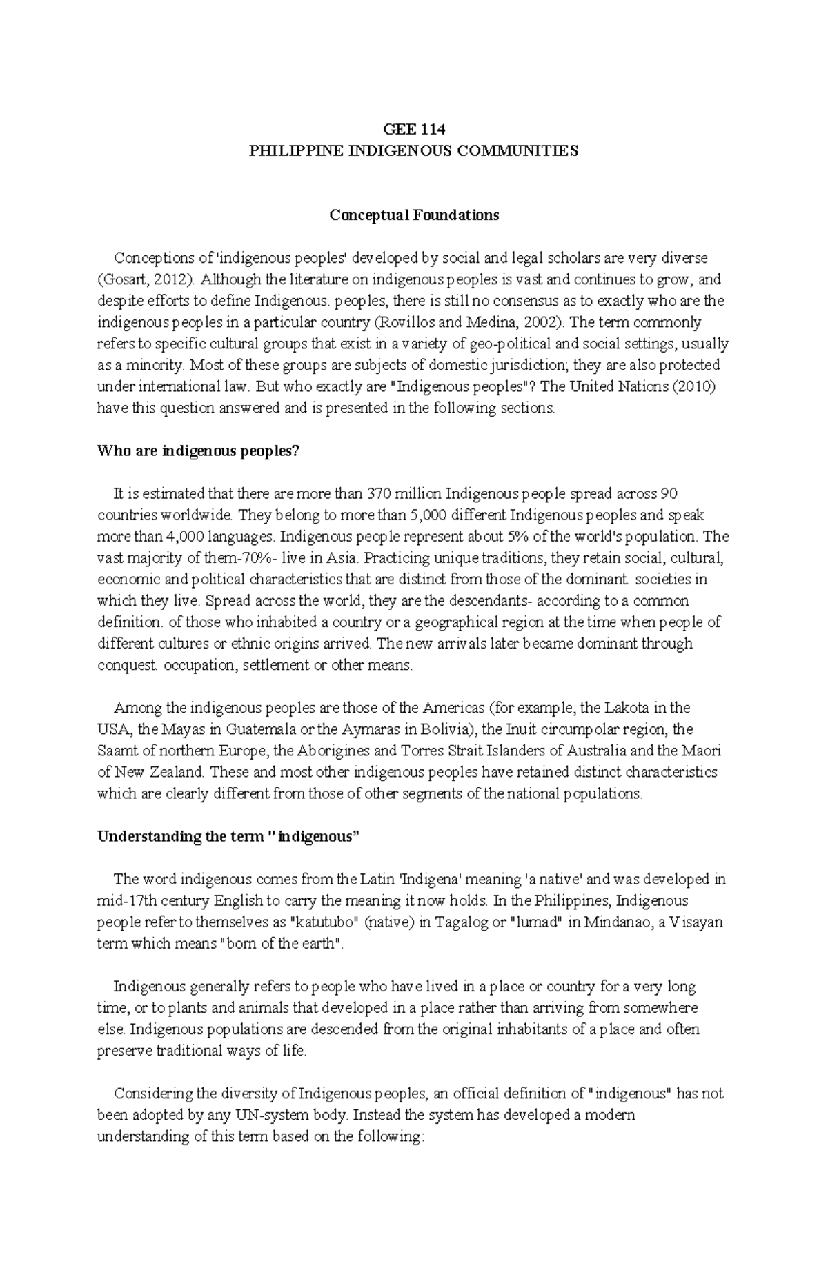 Philippine Indigenous Communities - GEE 114 PHILIPPINE INDIGENOUS COMMUNITIES Conceptual ...