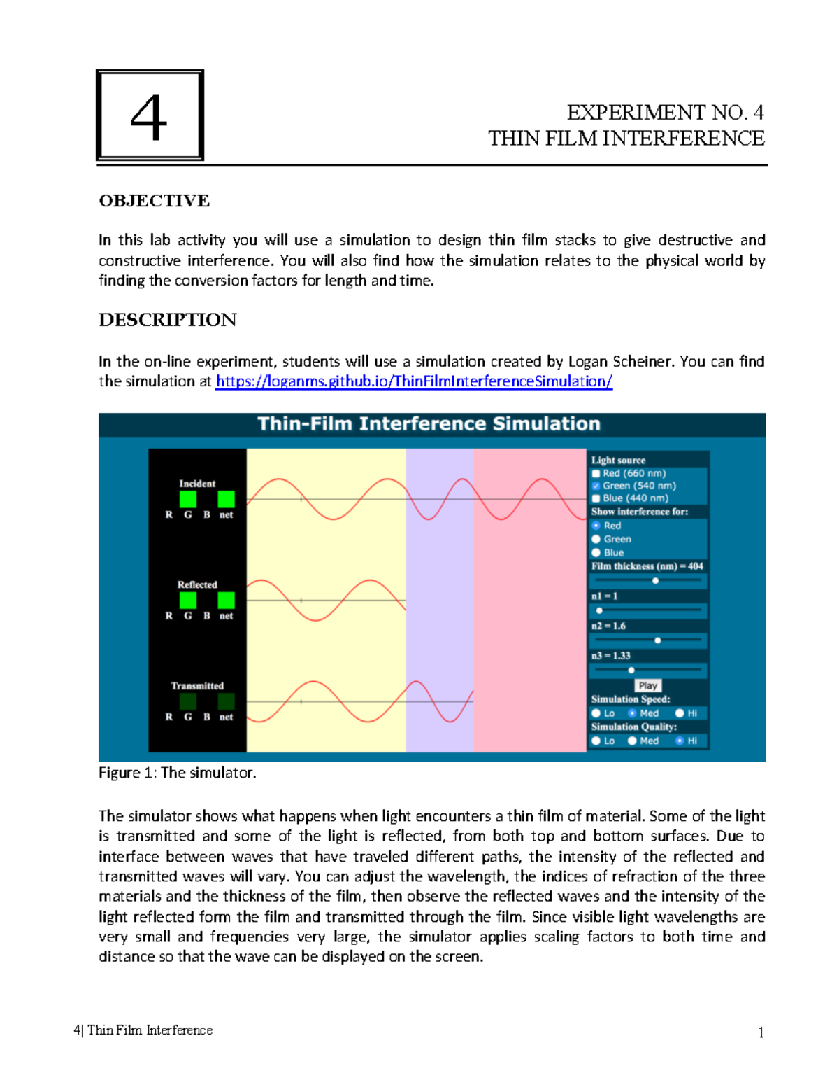 Thin Film Interference Lab Assignment 4: Understanding Concepts and ...