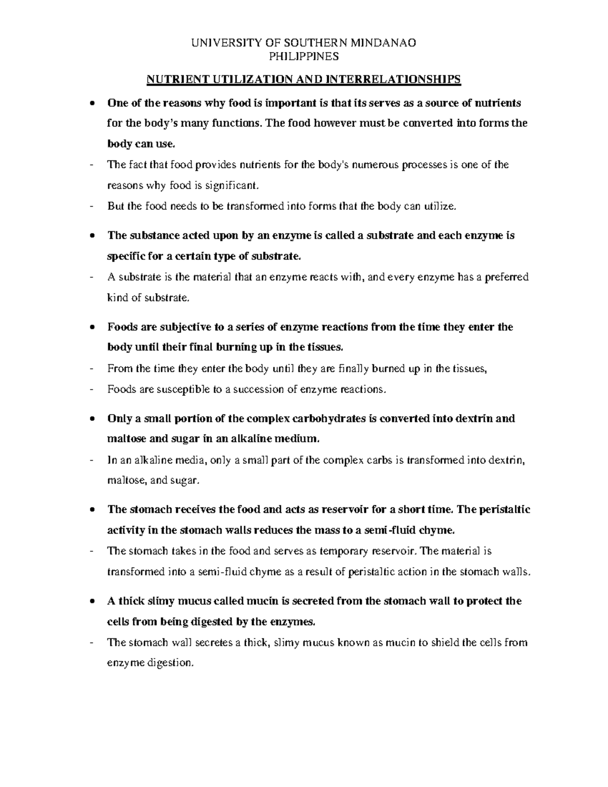 Nutrient Utilization & Enzyme Interrelationships in Digestion - Studocu