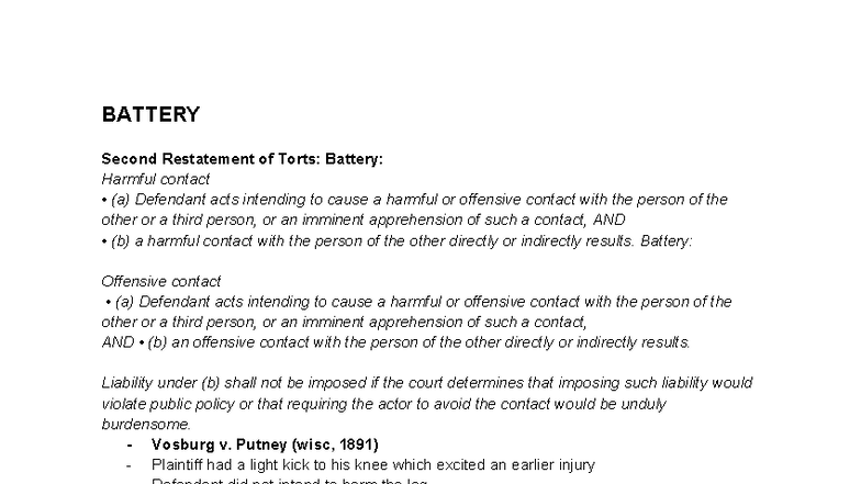 TORTS 101: Understanding Battery, Trespass, and Negligence Principles ...