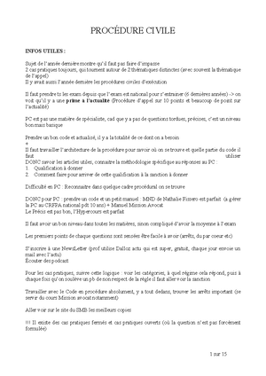 Cours complet procédure civile - Procédure civile CPC (édition 2023 possible) Moodle Procédure ...