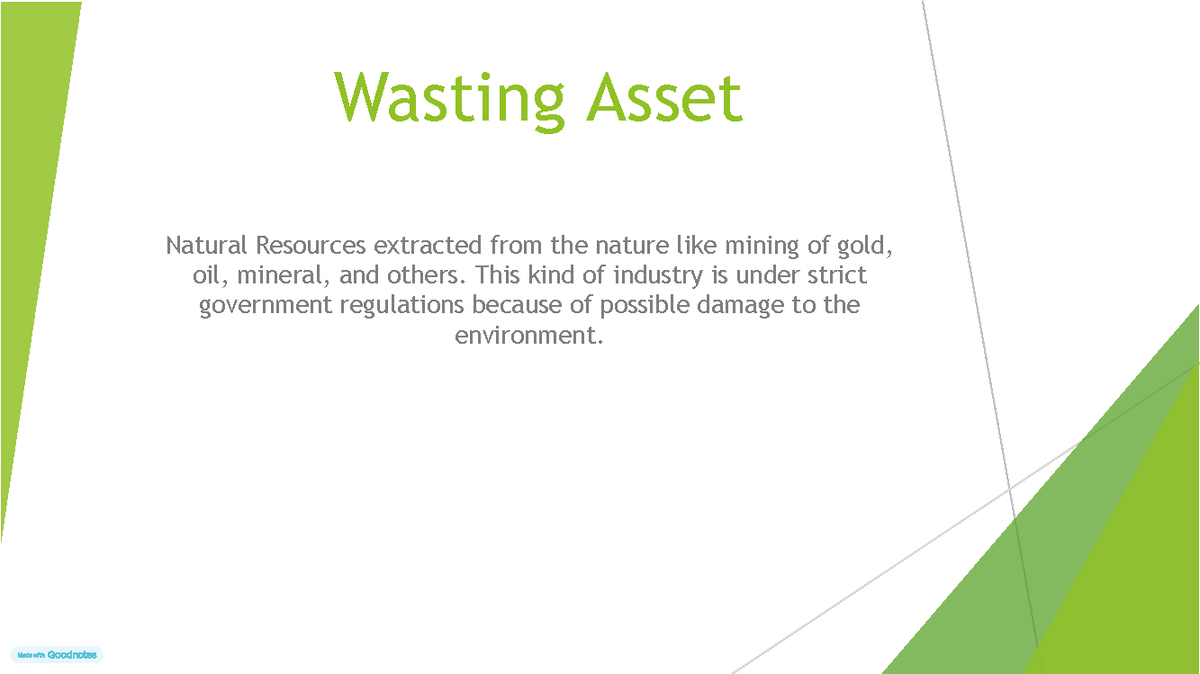 Wasting Asset Natural Resources: Exploration, Evaluation, and ...