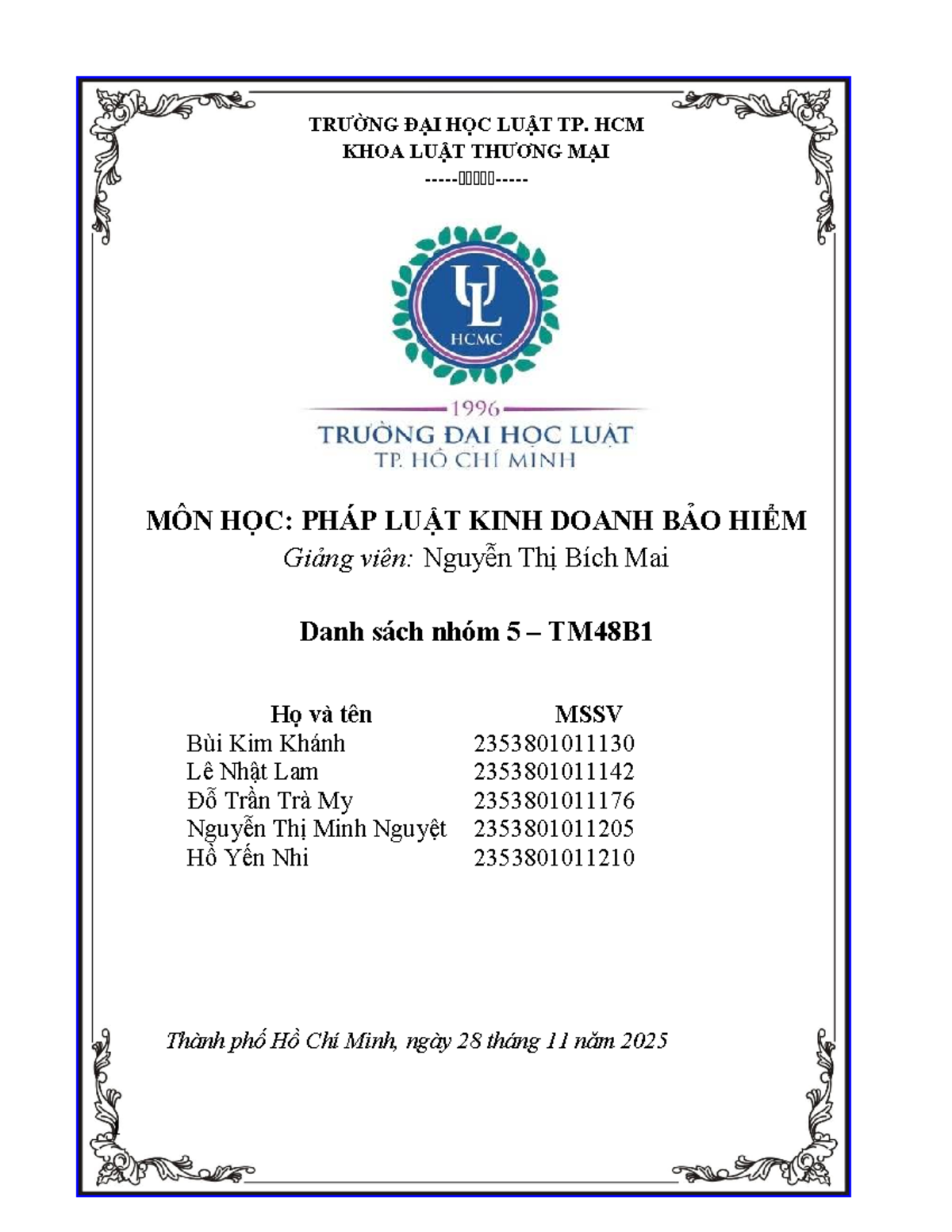 Thảo luận nhóm về Pháp Luật Kinh Doanh Bảo Hiểm - KDBH - Studocu