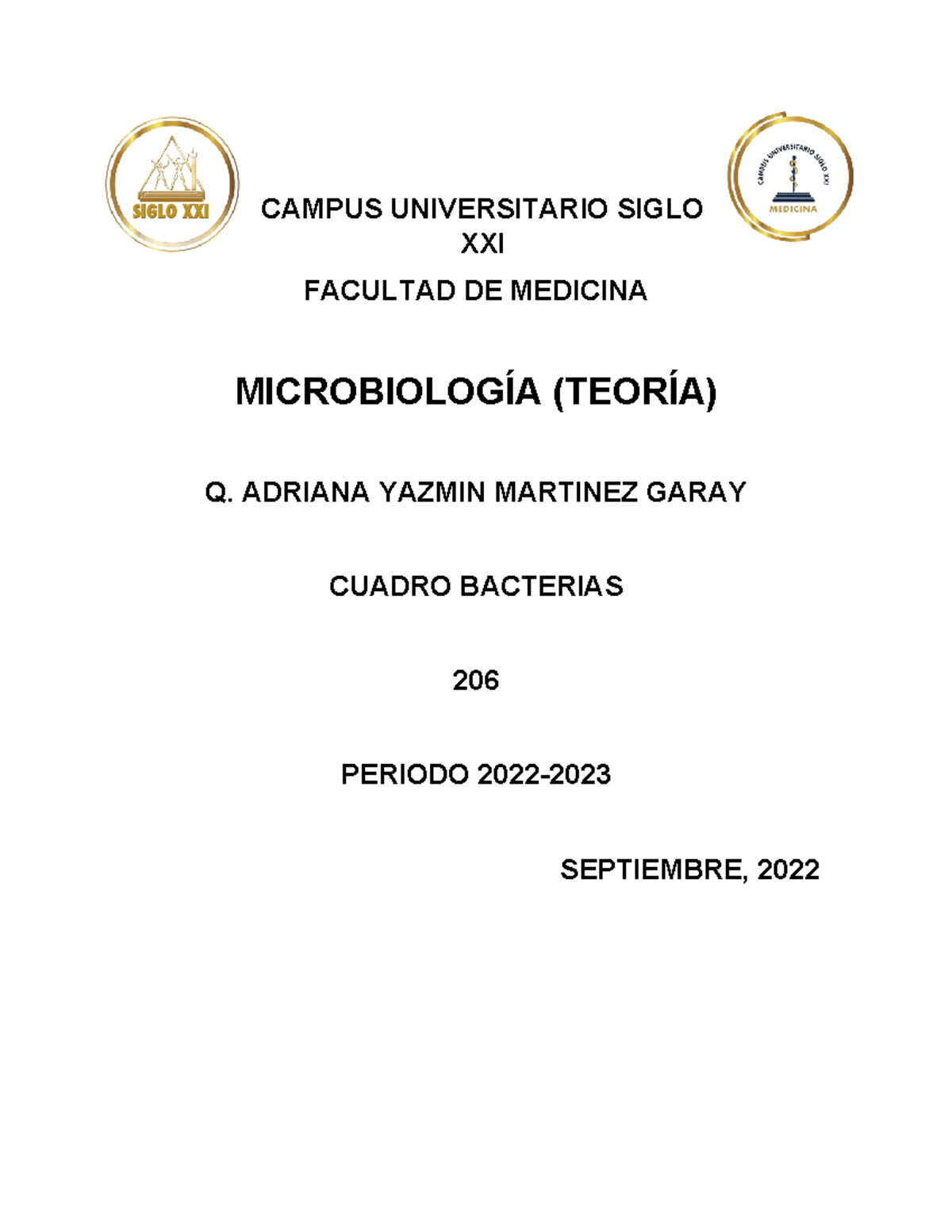 Compendio bacterias - Guia - CAMPUS UNIVERSITARIO SIGLO XXI FACULTAD DE ...