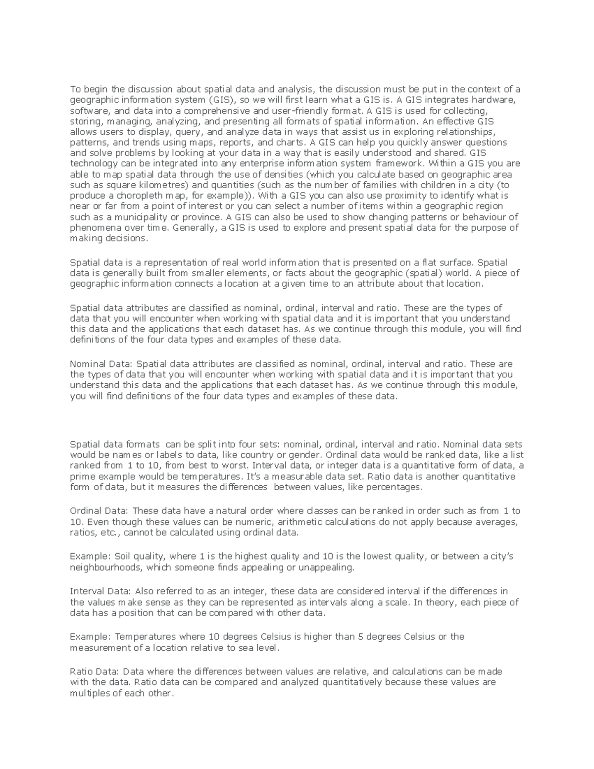 GEO581 Comprehensive Course Notes on GIS and Spatial Data - Studocu