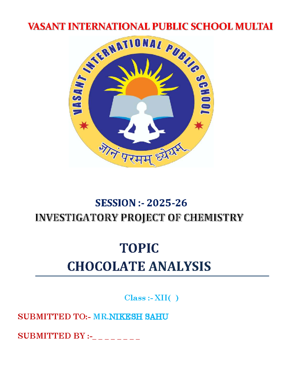 Project on Chocolate Analysis - Class XII - Studocu