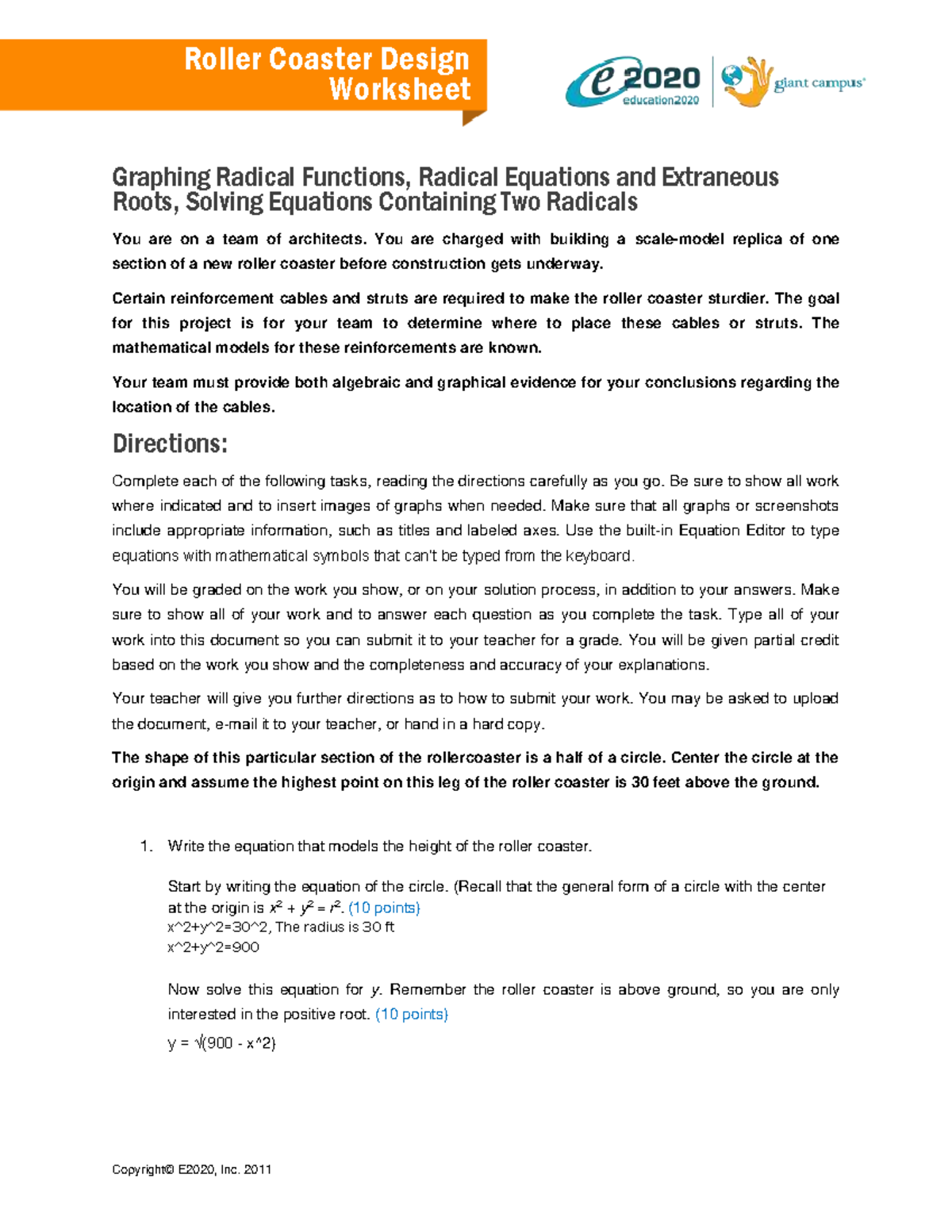 Roller Coaster Design Project: Performance Task and Worksheet - Studocu