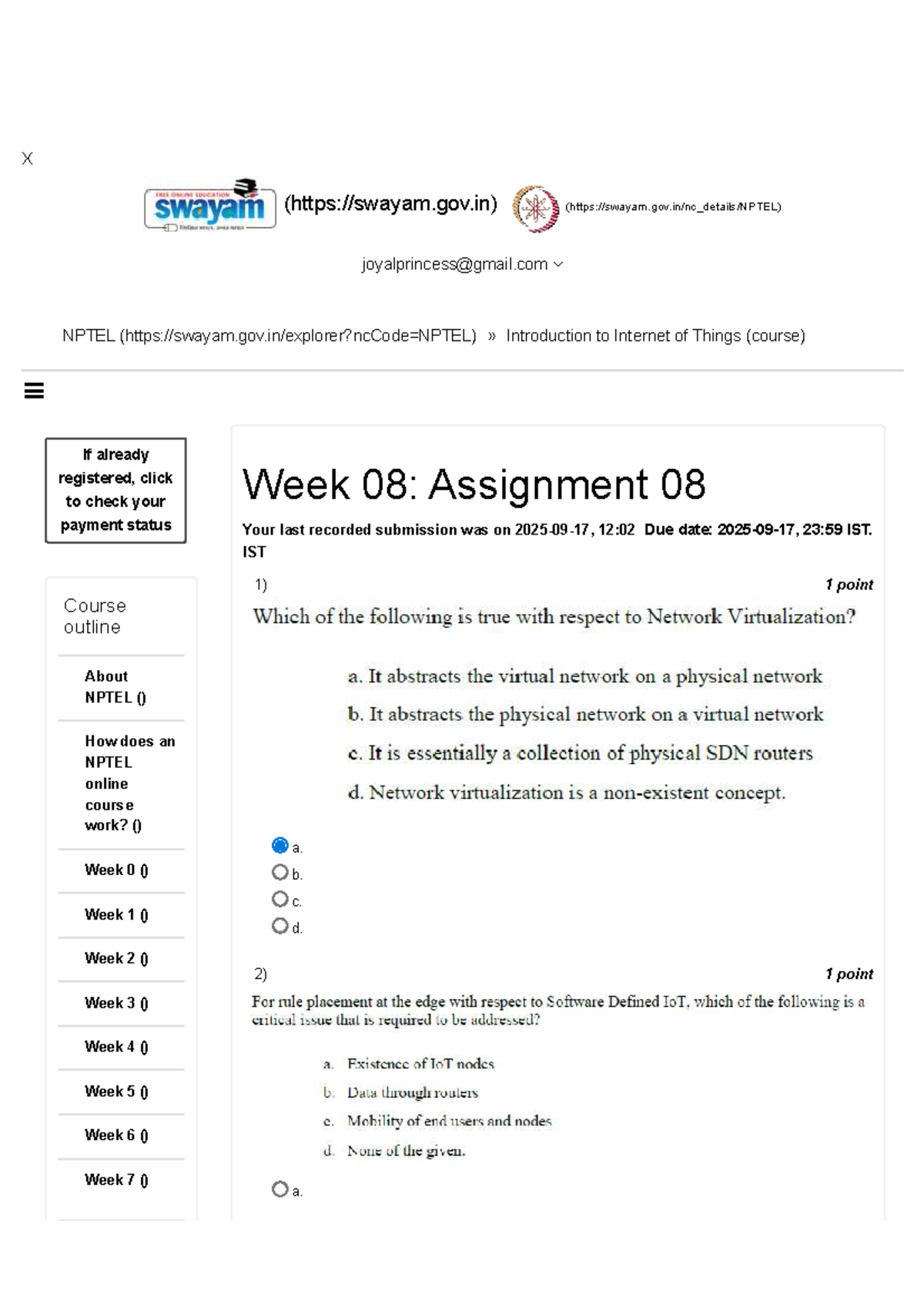 NPTEL IoT Course: Week 08 Assignment 08 Overview - Studocu