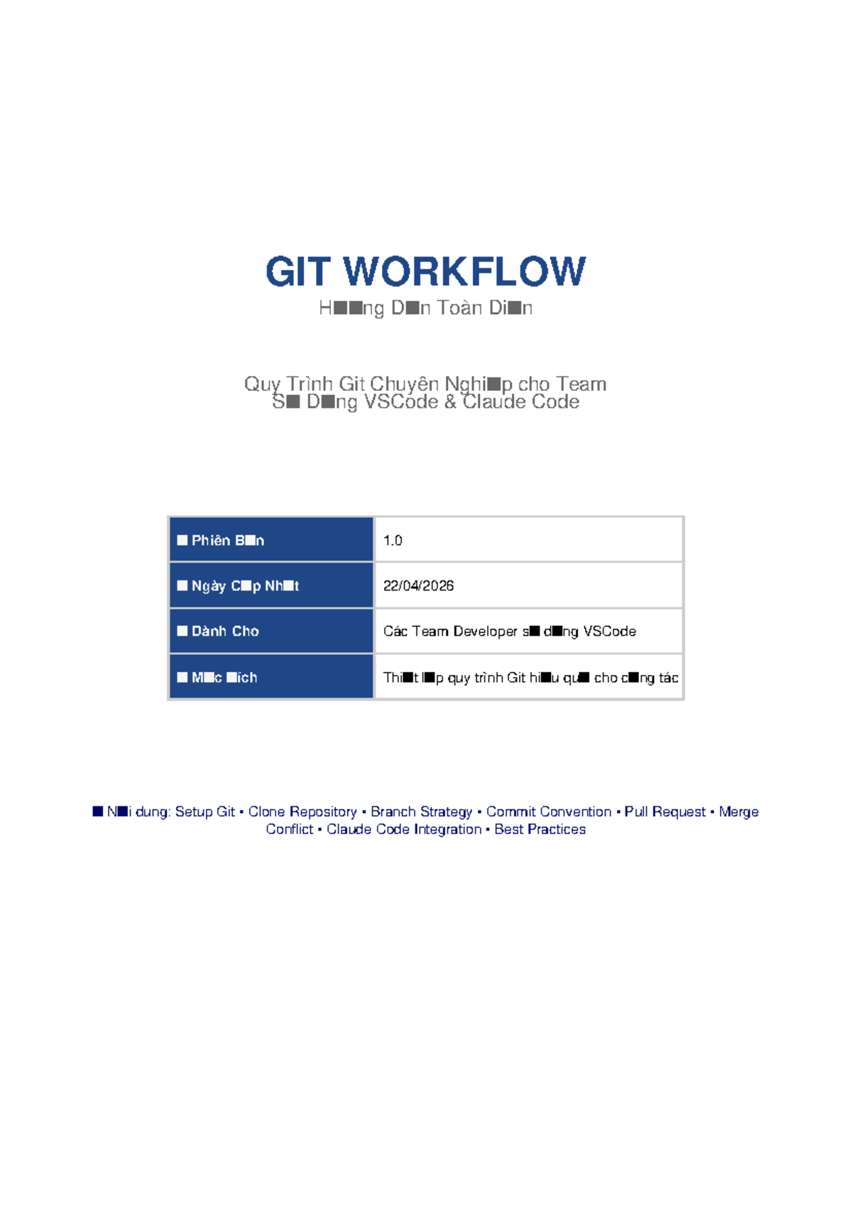 Git Workflow Guide - Quy Trình Git cho Team VSCode 1.0 - Studocu