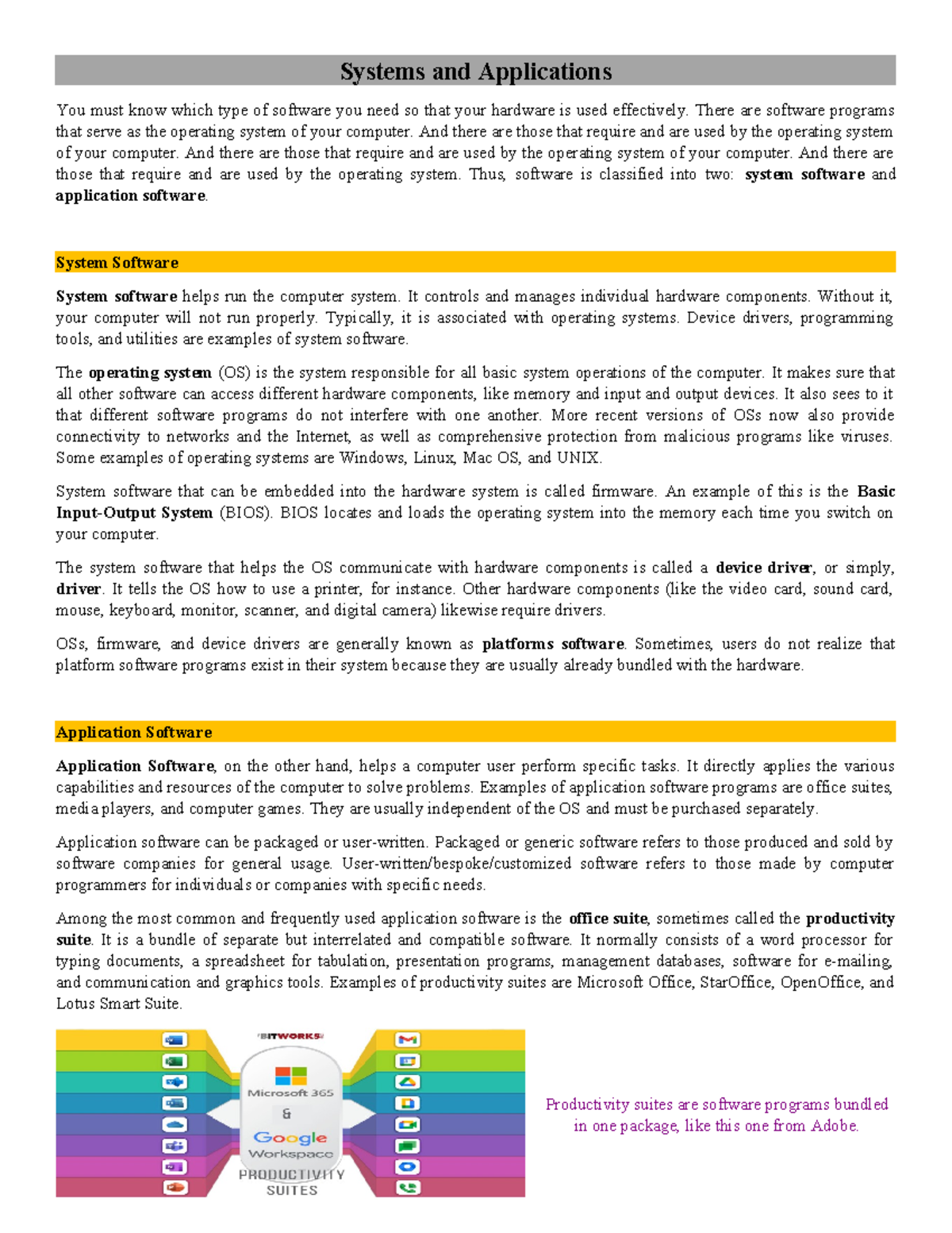 Software Concepts (CS101) - Systems and Applications Notes - Studocu