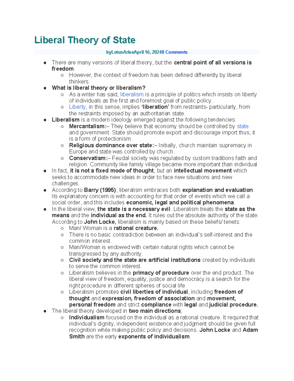 Liberal Theory of State: An In-Depth Analysis and Overview - Studocu